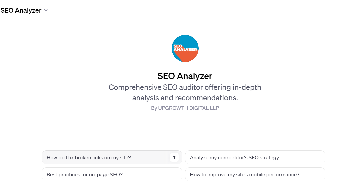 Free SEO Analyzer: Optimize Your Website for Success with upGrowth Custom GPT